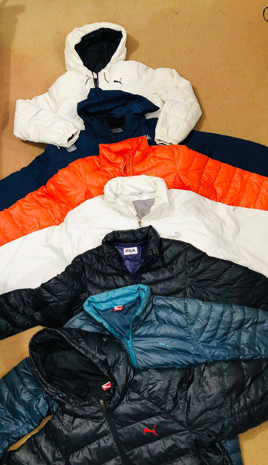 Puma,fila,kappa puffer jackets 7 pieces | Vintage Wholesale Marketplace ...