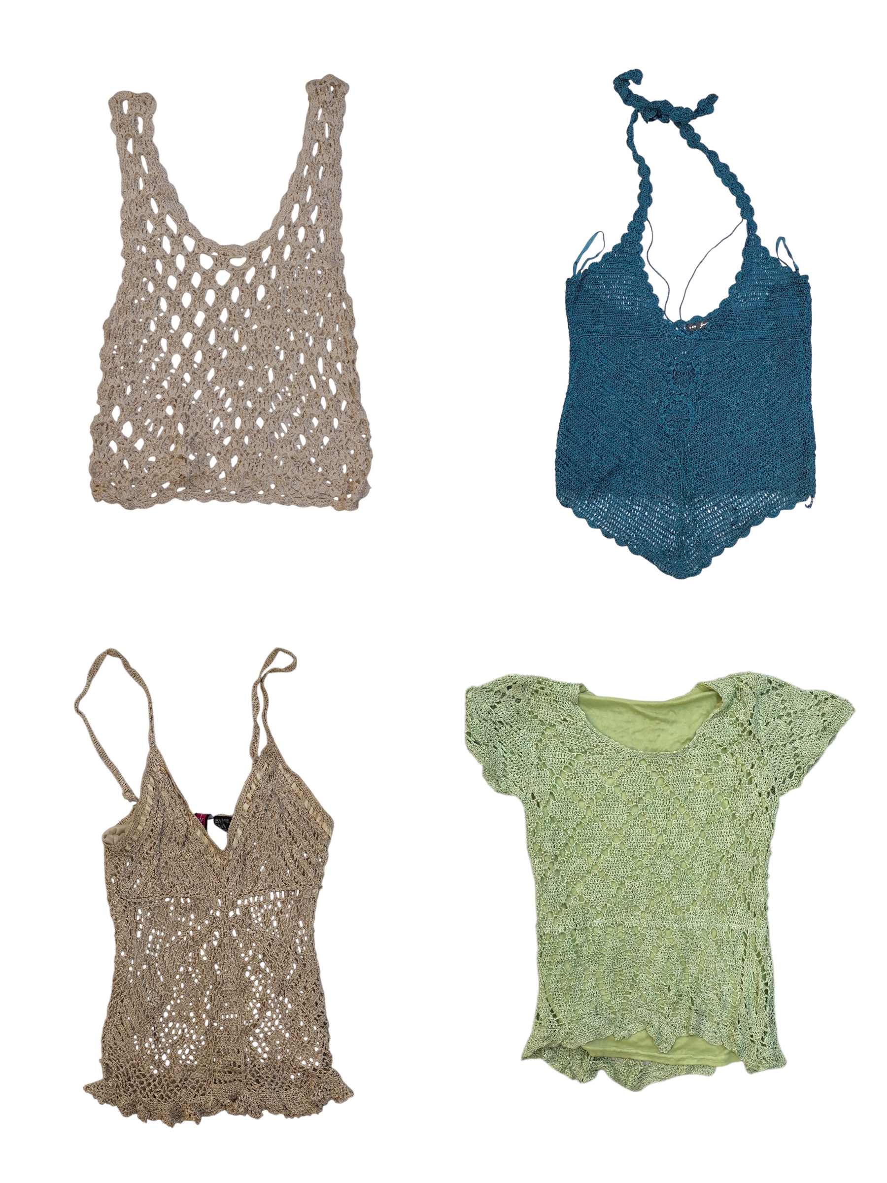The Evergreen Pastel Vibe x Y2k Crochet Tops S-894 | Vintage Wholesale ...